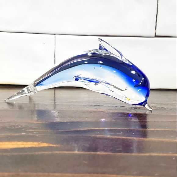 Murano | Office | Vintage Fenton Glass Cobalt Blue Dolphin Paperweight ...